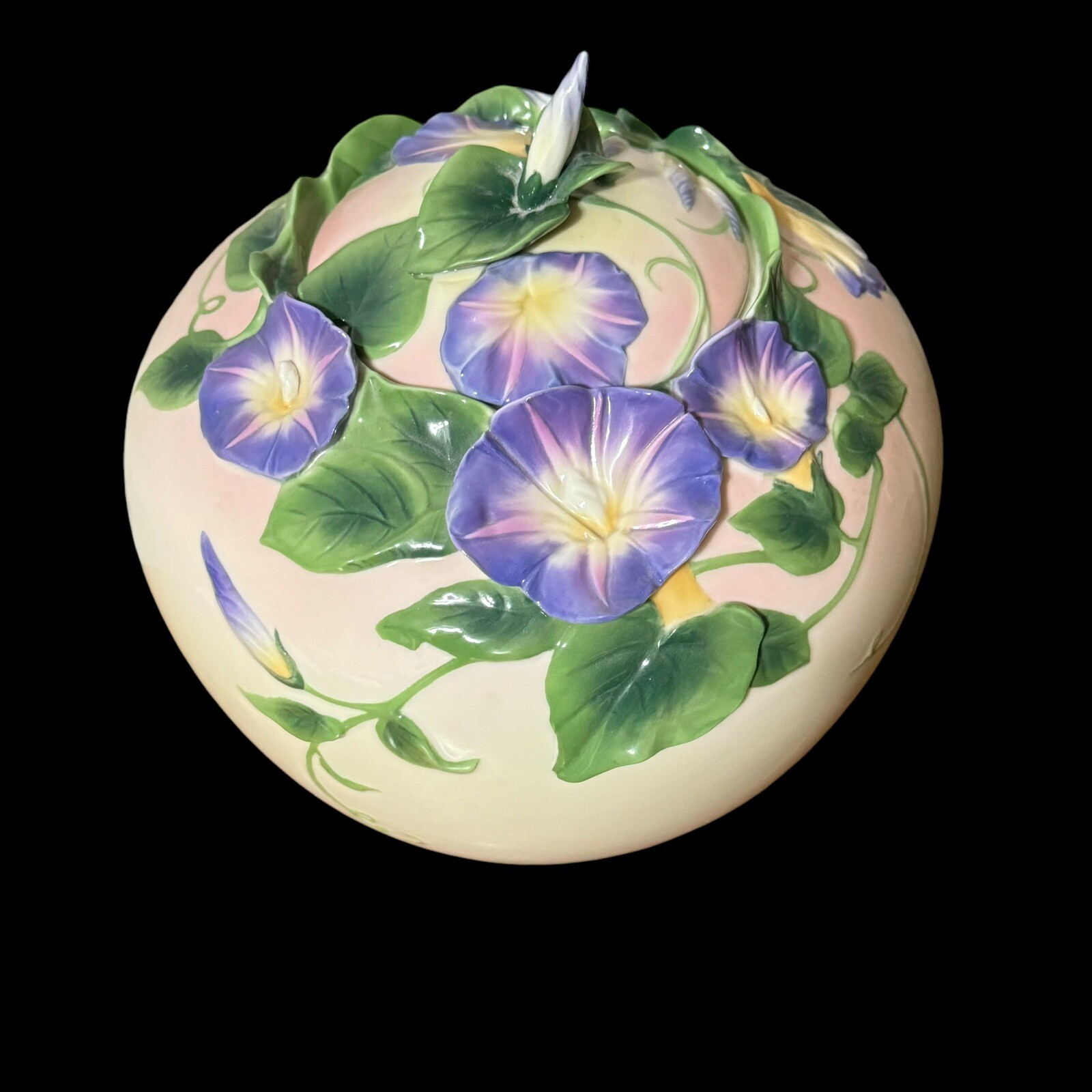 Franz FZ00161 Morning Glory Cookie Jar/Biscuit Jar Porcelain Pottery ...