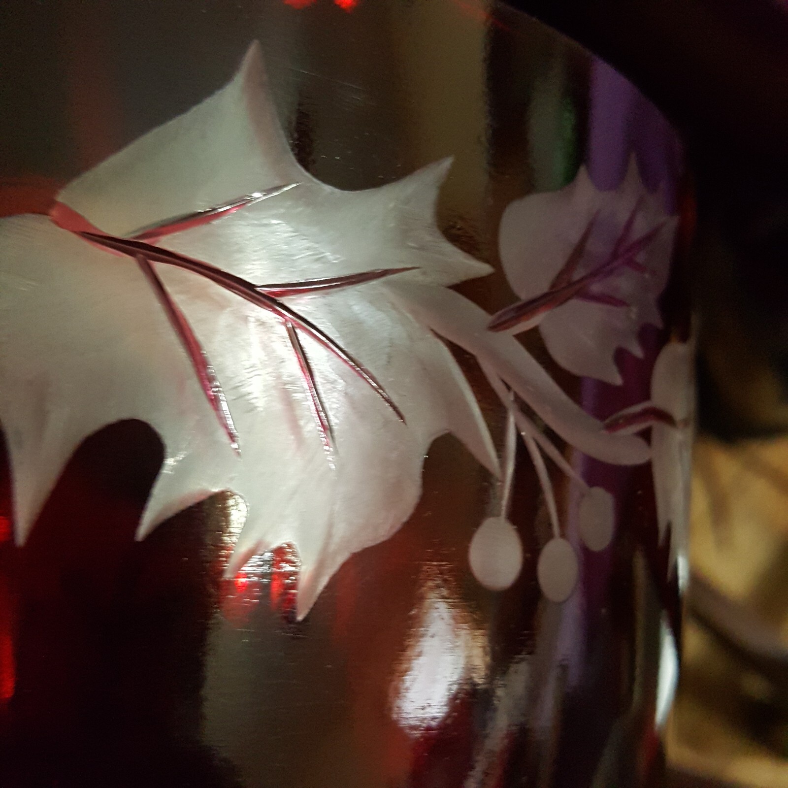 Teleflora Gifts Ruby Red Frosted Holly Crystal Glass Vase Bowl Planter ...