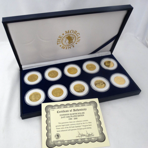 1999-2000 Ten Statehood Quarters 24K Gold Plated Edition The Morgan ...