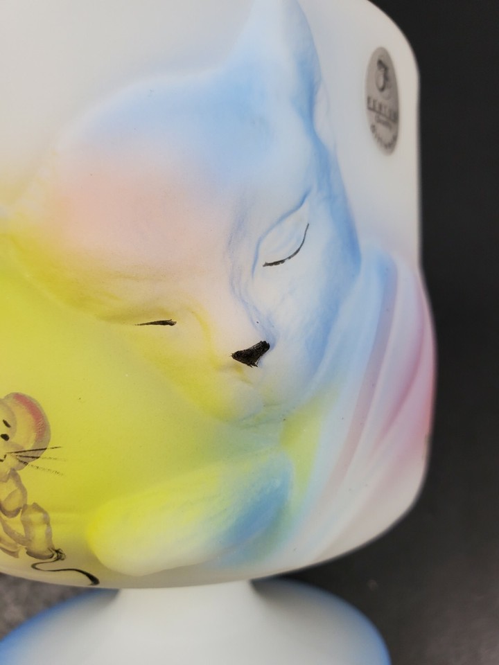 Fenton Ltd Ed Tie-Dye "Carolyn's Collectibles" Chessie Cat Jar Mouse ...