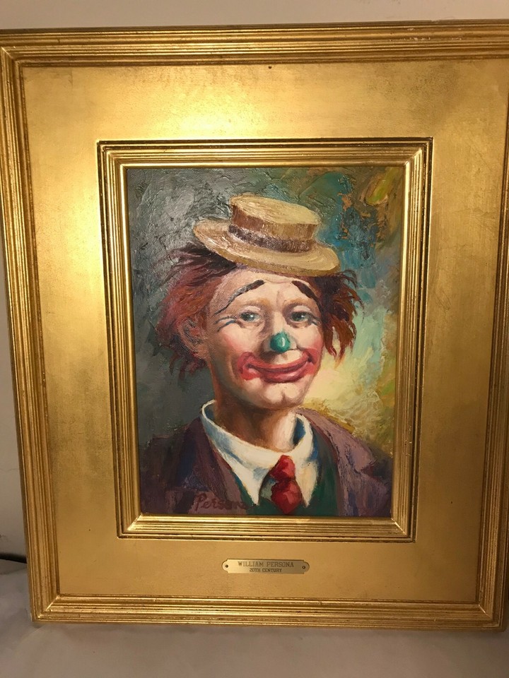 Original Art WILLIAM PERSONA ORIGINAL CLOWN OIL PAINTING Framed (CHOOSE ...