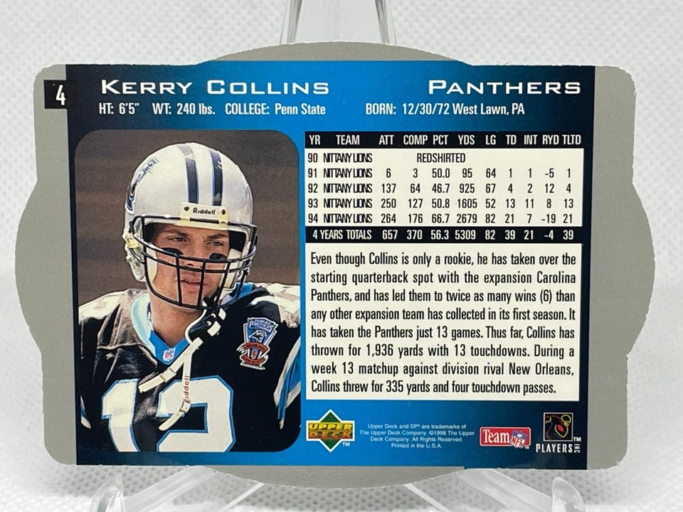 Kerry Collins 1996 Upper Deck SPX #4 Die Cut Rookie Card RC | eBay
