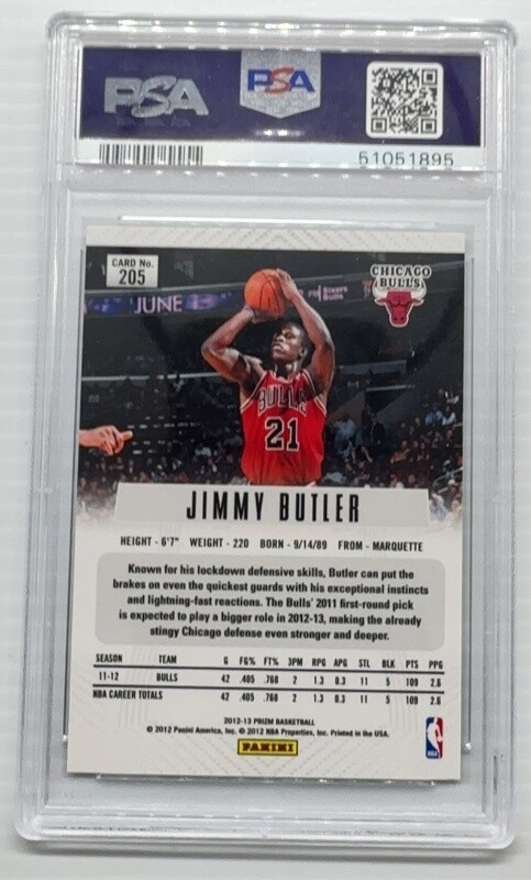 2012-13 Panini Prizm Jimmy Butler Rookie Card RC #205 PSA 10 GEM MINT ...