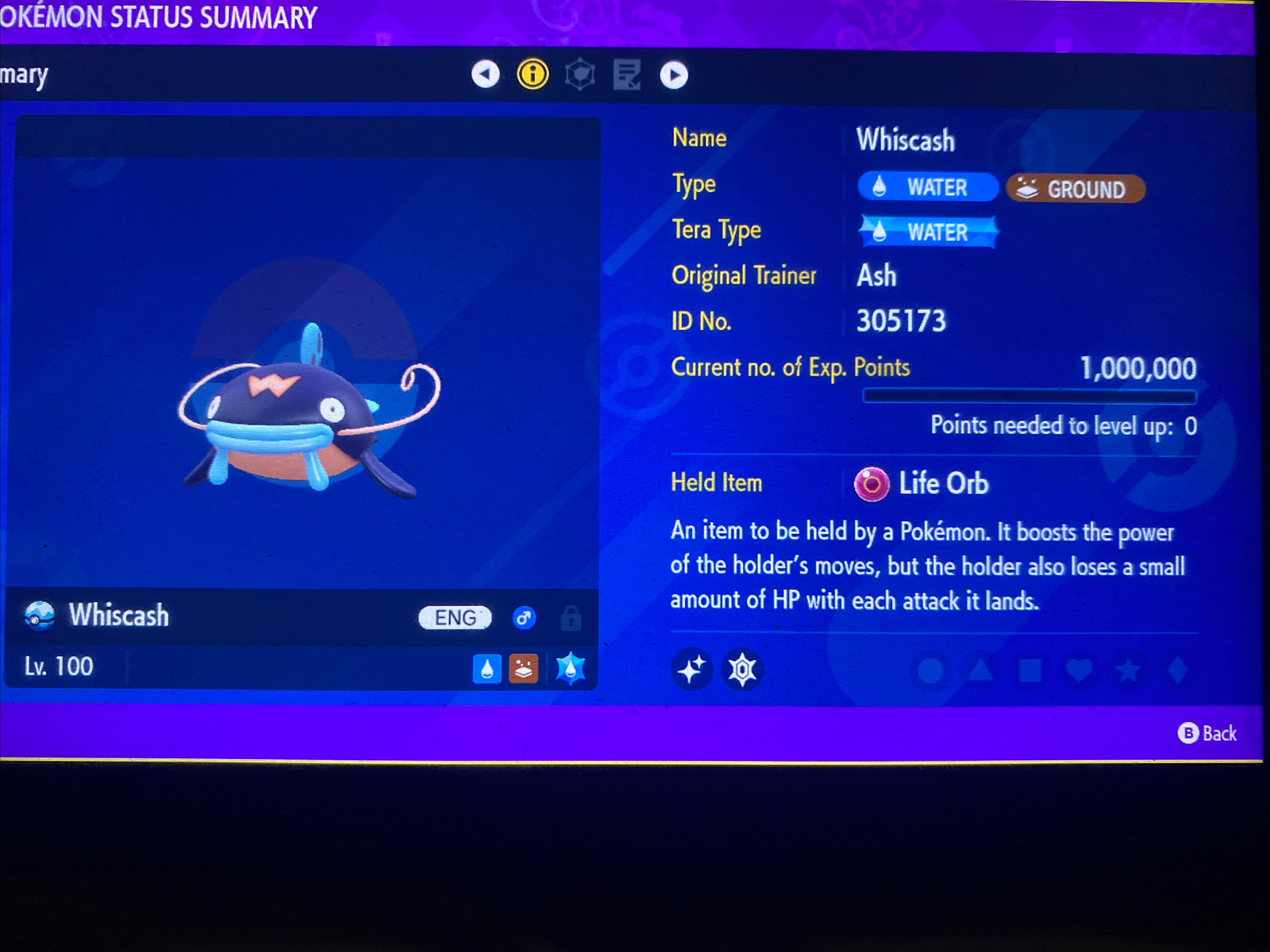 Pokemon Scarlet And Violet Shiny Whiscash 6IV Battle Ready Fast ...