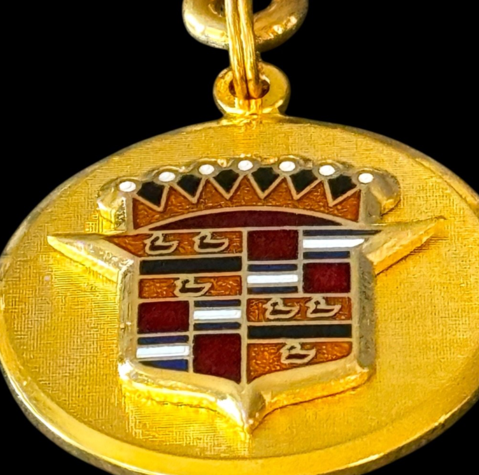 Vintage Cadillac Emblem Crest Logo Keychain Gold Plated Key Ring MCM | eBay