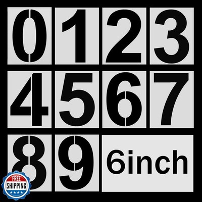 6 Inch Number Stencils, Plastic Number Stencil 0-9 Reusable House ...