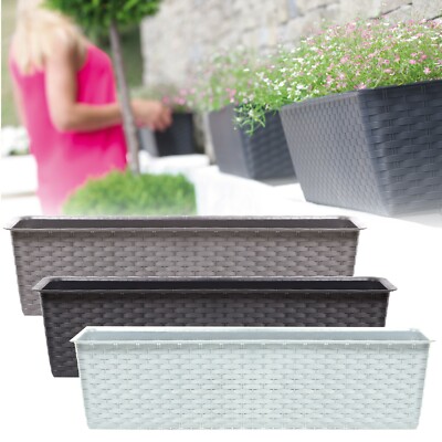 Rectangle Rattan Plastic Balcony Flower Plant Garden Herb Planter Decor ...