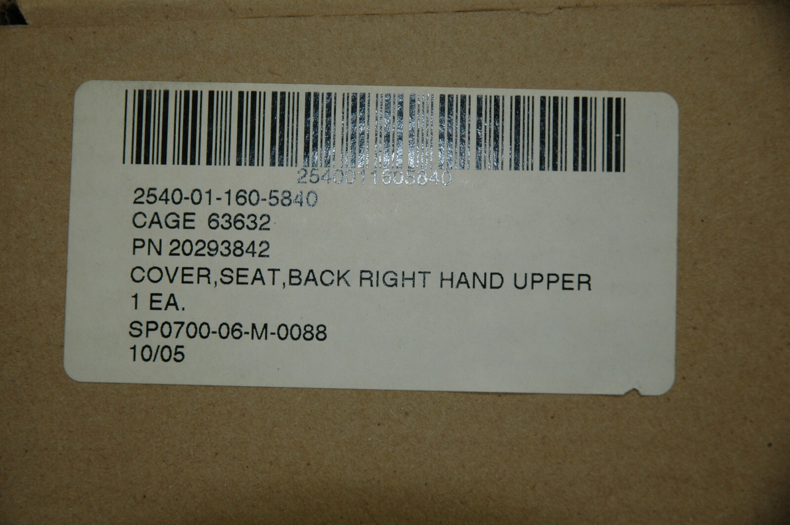 Cover seat back hindge CUCV/M1009 2540-01-160-5840 | eBay