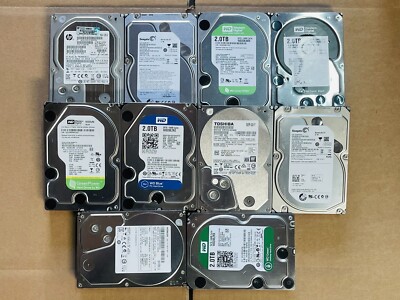 Lot of 10 2TB 3.5" SATA HDD Hard Drives Mix Brands Tested PC DVR ...