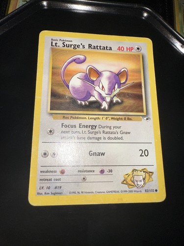 Pokémon TCG Lt. Surge's Rattata Gym Heroes 82/132 Regular 1st Edition ...