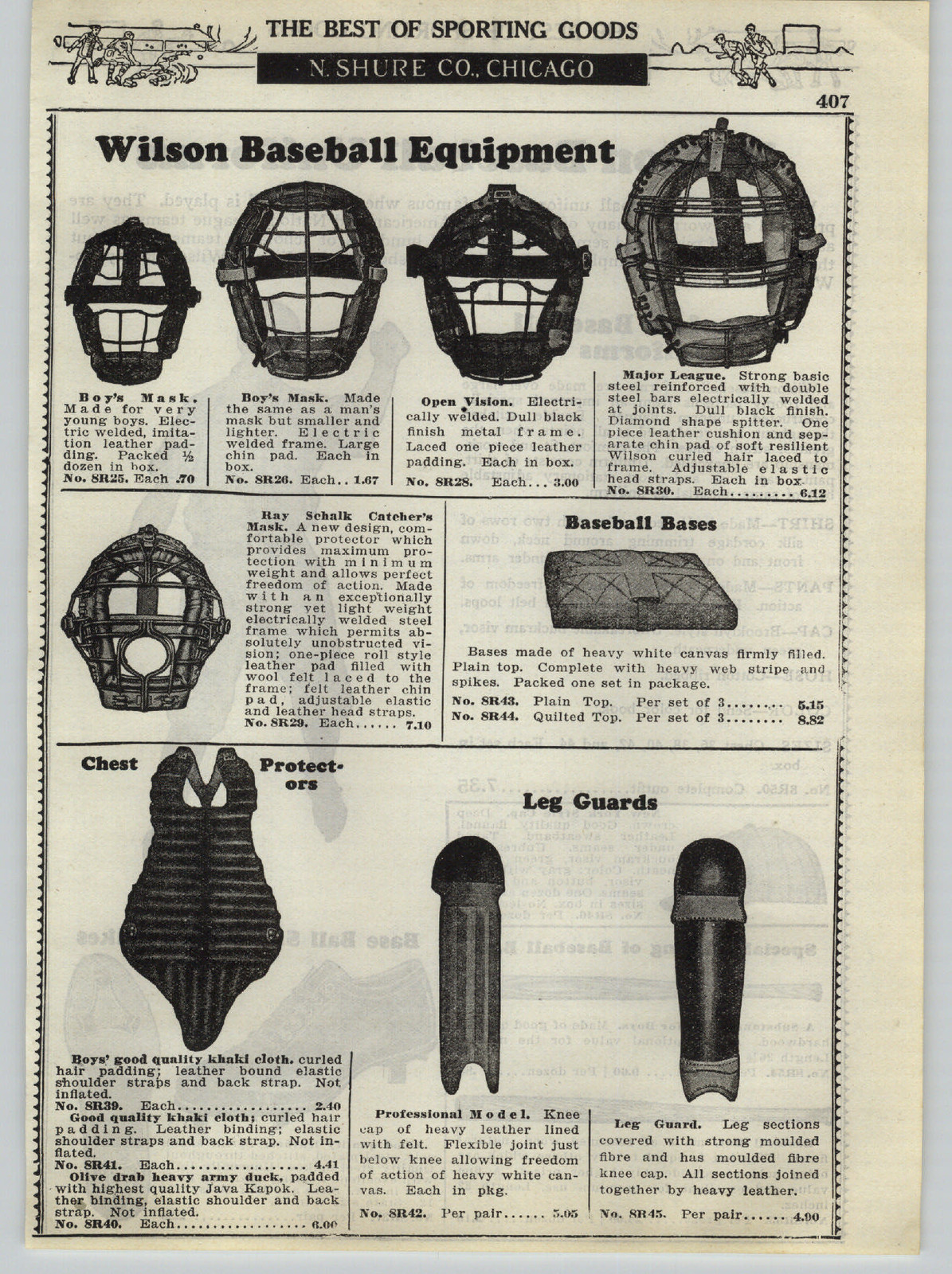 1937 PAPER AD Wilson Baseball Catcher Ray Schalk Round Spitter Mask Leg ...