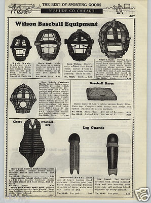 1937 PAPER AD Wilson Baseball Catcher Ray Schalk Round Spitter Mask Leg ...