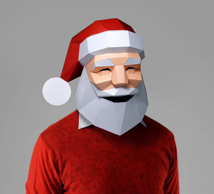 Paper Model Head Mask 3D Paper Mask Pre-cut Santa Claus Cosplay ...
