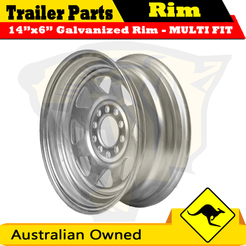 Superior 14 Inch Multi-fit Galvanised Trailer Rim 14x6JJ Ford/HT Stud ...