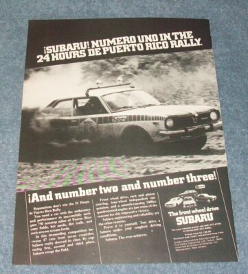 1973 Subaru 1400 DL Vintage Ad "Numero Uno in the 24-Hours De Puerto ...