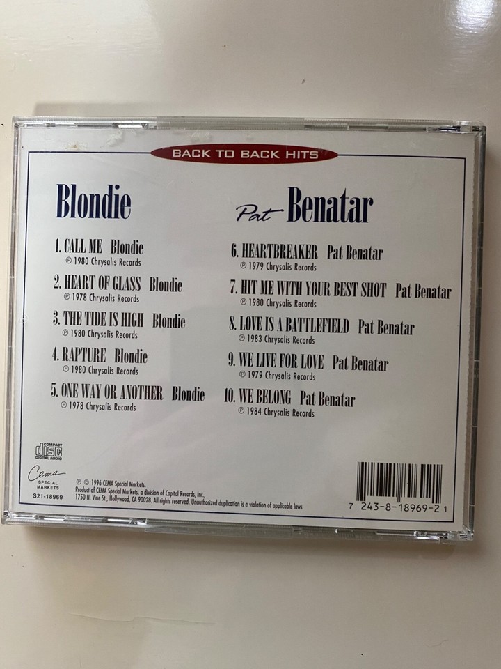 Blondie Pat Benatar : Back to Back Hits CD VERY GOOD 724381896921| eBay