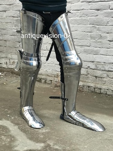 Medieval Leg Guard 18g Steel SCA Full Leg Armor with Greaves & Knee ...