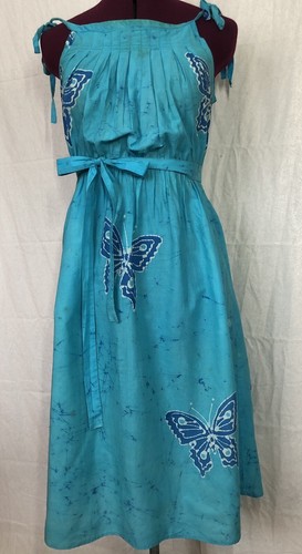 Vintage Turquoise Blue Batik Sundress | eBay