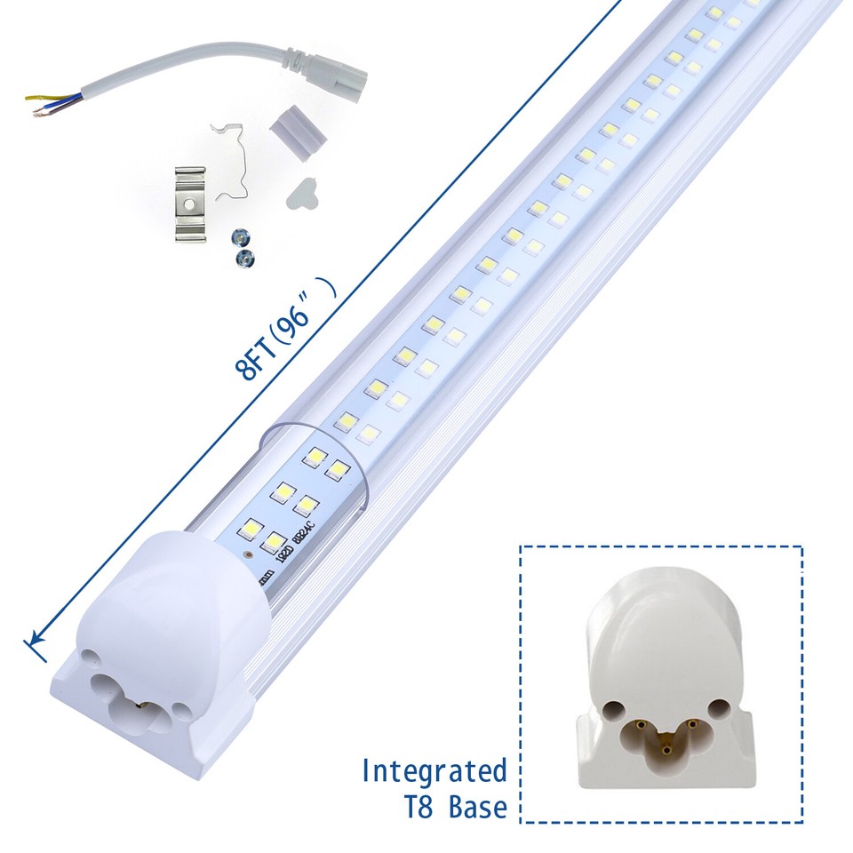 8FT 72W LED Tube Light T8 Integrated 8 Foot Double Row 8' LED Shop ...