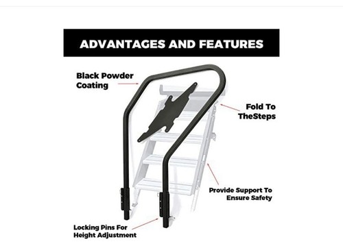 RV Handrail Compatible with Any Generation 3 Triple Or Quad Solid Step ...