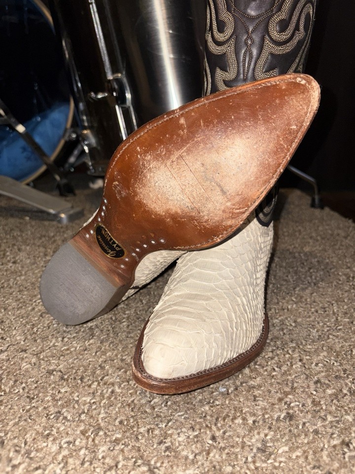 10.0 D Matte bone Genuine Python Cowboy Country Western Snakeskin Boots ...