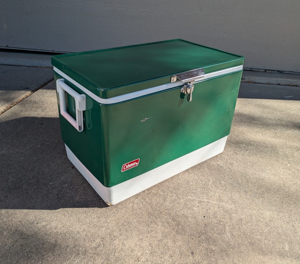 Vintage 1984 Coleman Green Metal Ice Chest Cooler Box F47 | eBay