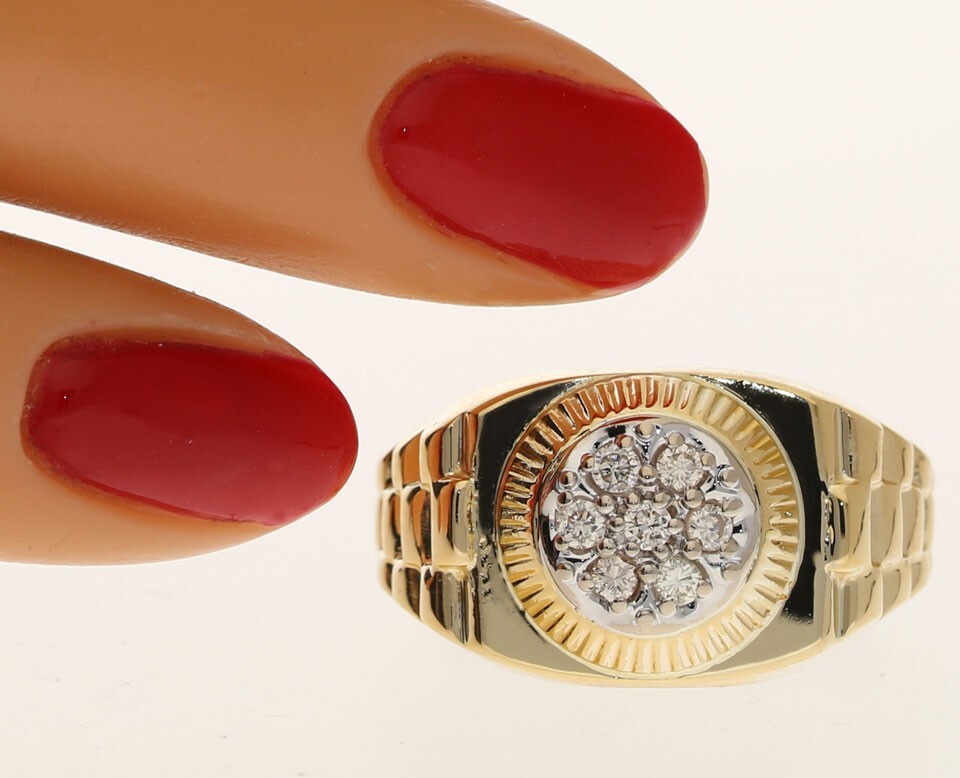 Mens Diamond President Ring .31CT Yellow Gold Size 9.75 | eBay