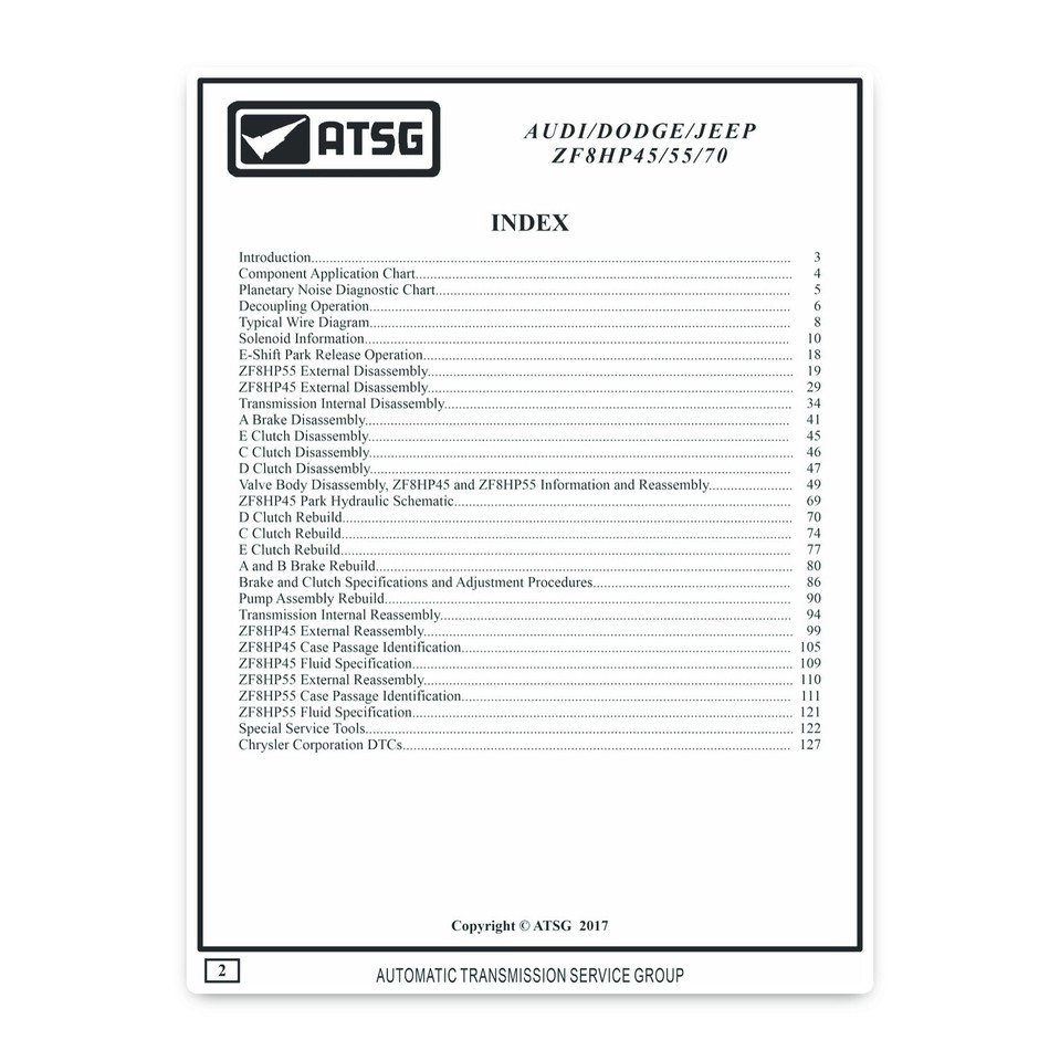 845RE 8HP45 ZF8 Transmission Book - Technical Rebuild Manual ATSG 8 ...