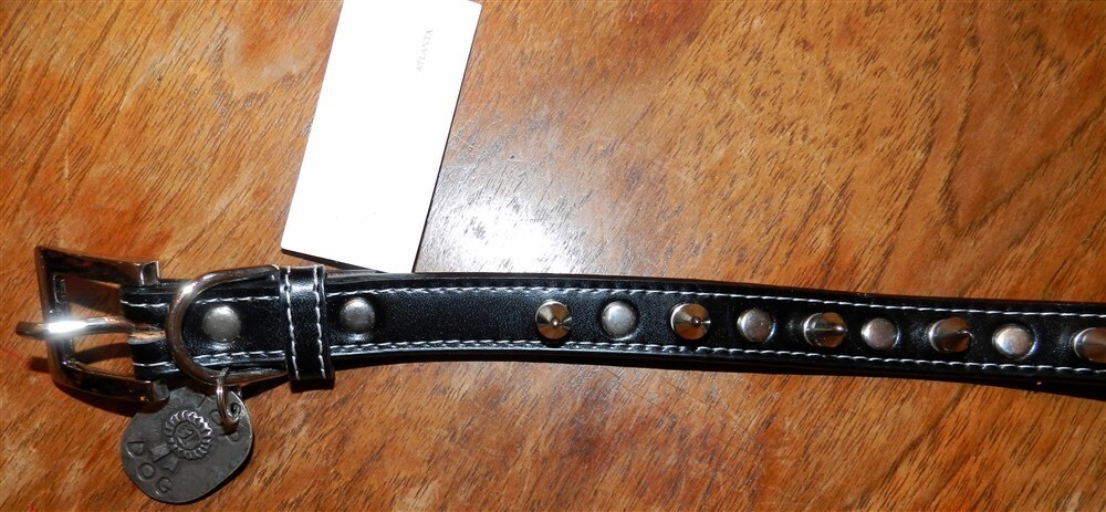 Leash Stud Black Leather Rivets Chrome Bones Dog size 1/2" New | eBay