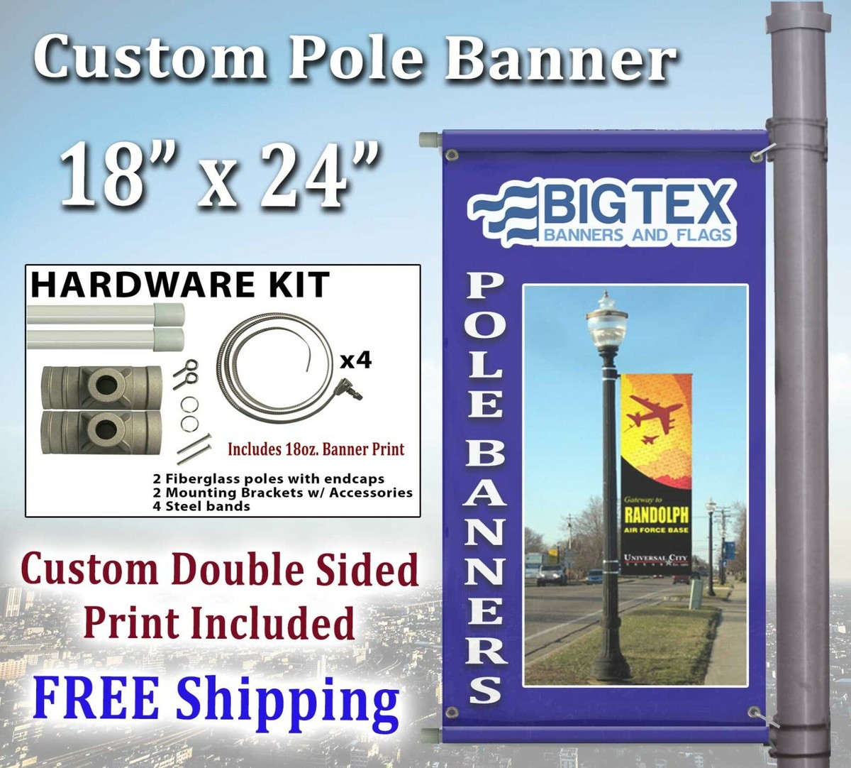 Light Pole Banner Hardware Double Sided Street Pole Banner Bracket 24"