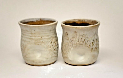 Pair Joe Gafford Studio Art Pottery Dimpled Drinking Glasses Tumblers ...