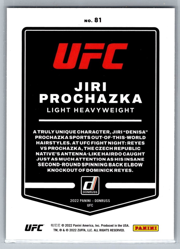 2022 Donruss UFC #81 Jiri Prochazka Green Flood RC - NM-MT *TEXCARDS ...