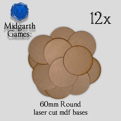 12x Round 60mm MDF Bases Miniature Warhammer Laser Cut 40K FAST ...