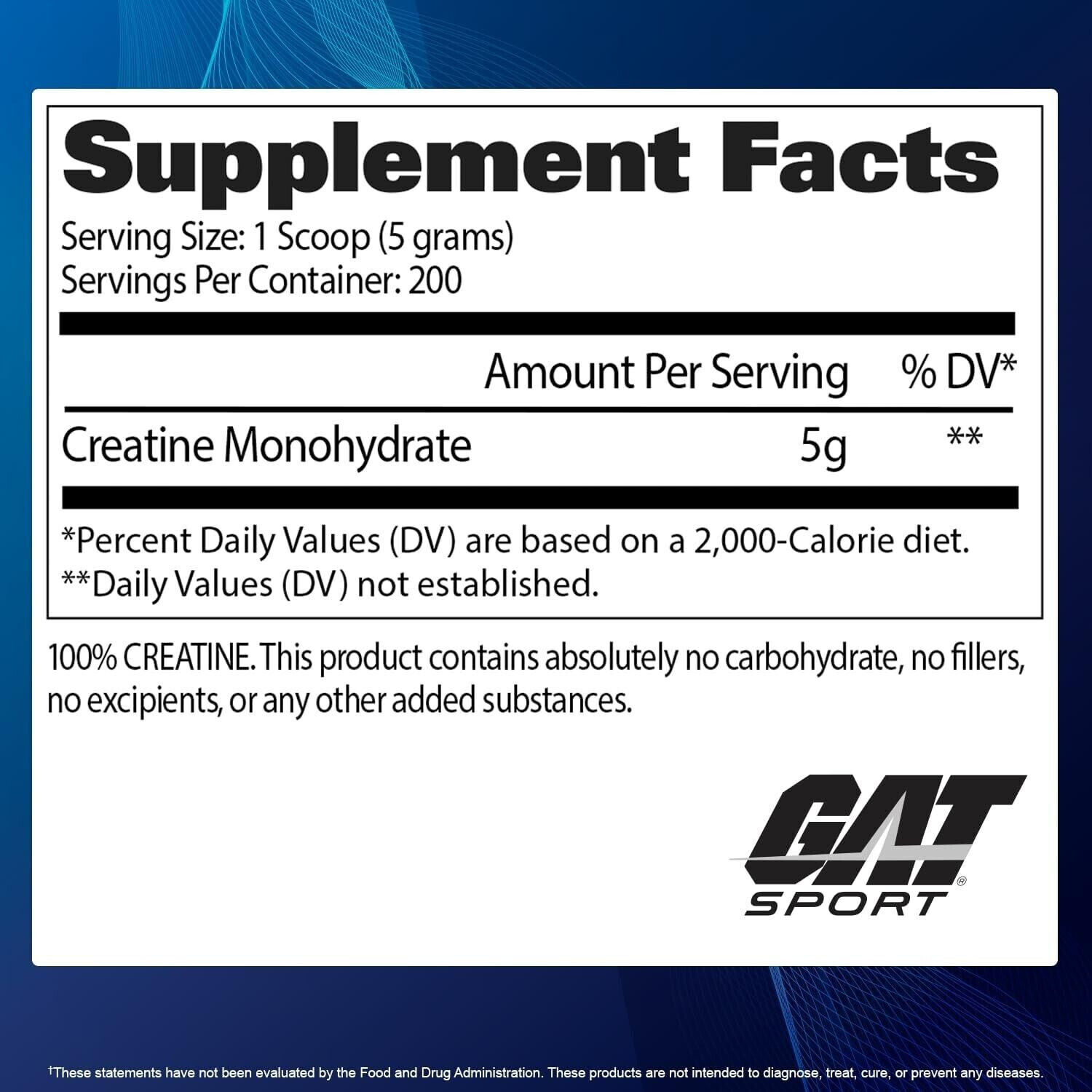 GAT Sports Creatine 200 Servings 1000g / 1kg / 35.2 oz -Powder ...