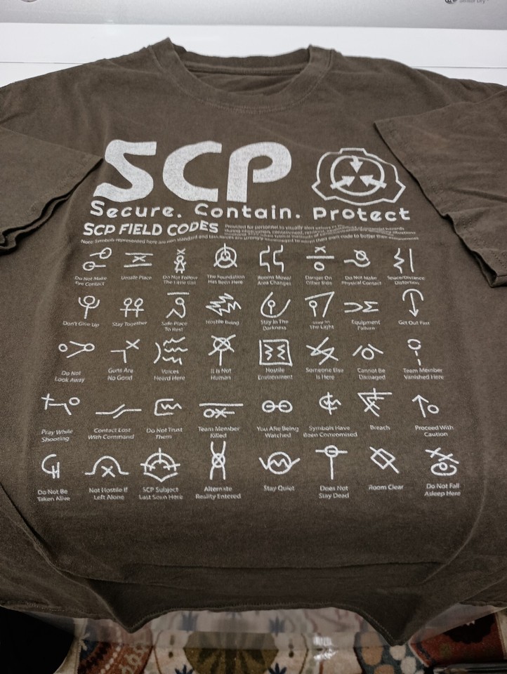 SCP Field Codes Tee T-Shirt Size XL Brown | eBay