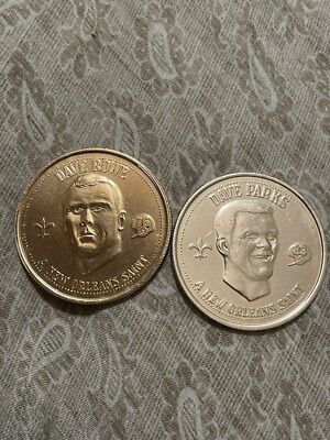 Lot Of 2 Dave Rowe & Dave Parks New Orleans Saints Doubloon Coin Mardi ...