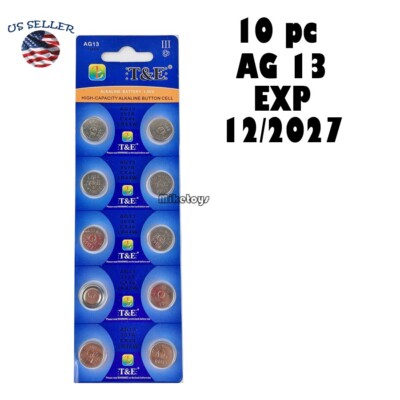10 PC LR44 AG13 A76 L1154 357 SR44W 1.5V Alkaline Button Cell Battery ...