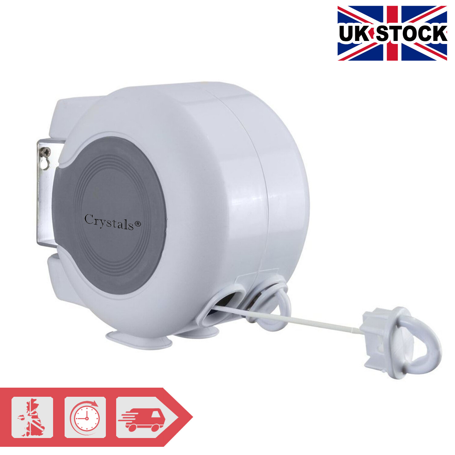 30m Retractable Outdoor Reel Washing Line Double Wall Mounted Washing ...