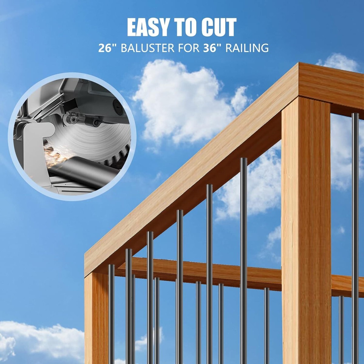 Rampe Exterieur Patio 26 Inch Aluminum Deck Balusters, 101 Pack Hollow ...