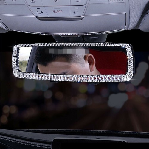 Car Crystal Diamond Interior Rearview Mirror Women Bling Auto Decor ...