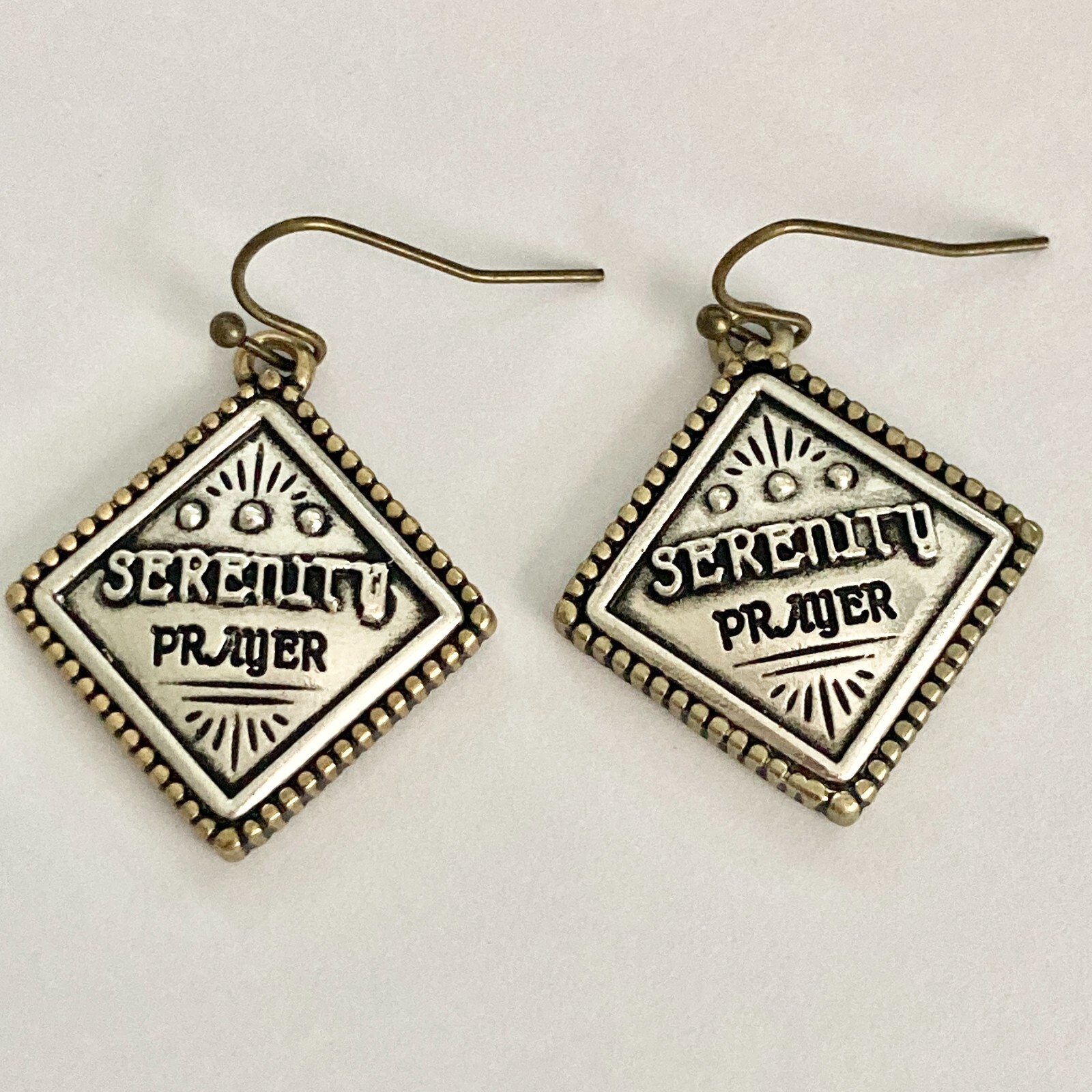 Serenity Prayer Earrings Silver Gold Tone AA NA Alcoholics Anonymous Dangle | eBay