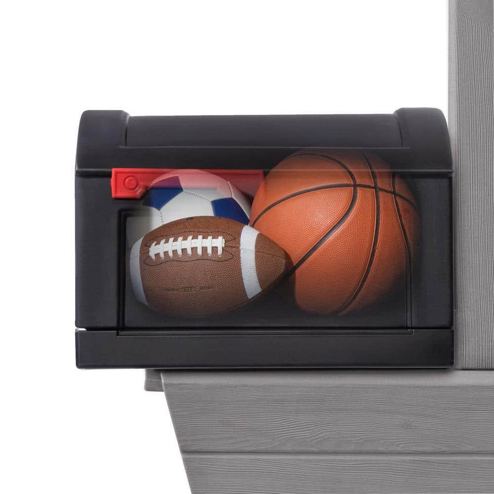 Step2 Mailbox Extra Large Resin Non-Locking Black + Wood-Grain Textured ...