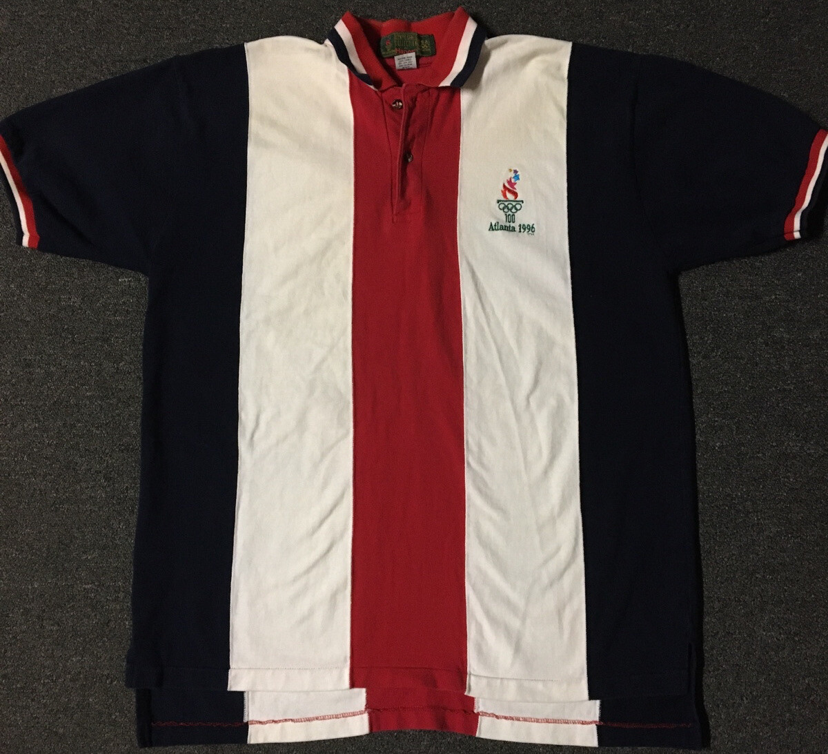 Vtg Atlanta 1996 Olympics Colorblock Polo Shirt XL Tr… - Gem