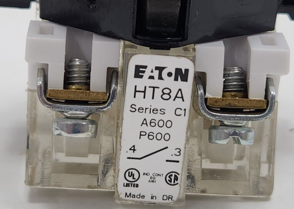 EATON HT8DBHA 2-POSITION PUSH-PULL BLACK BUTTON WITH HT8A CONTACT BLOCK ...