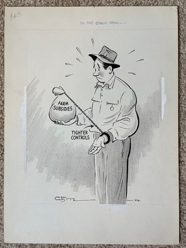 NED WHITE Original Political Cartoon 1962 / Farm Subsidies | eBay