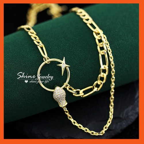 Mens Women's Snake Pendant 9K SOLID GOLD FILLED Figaro CHAINS Patterned ...