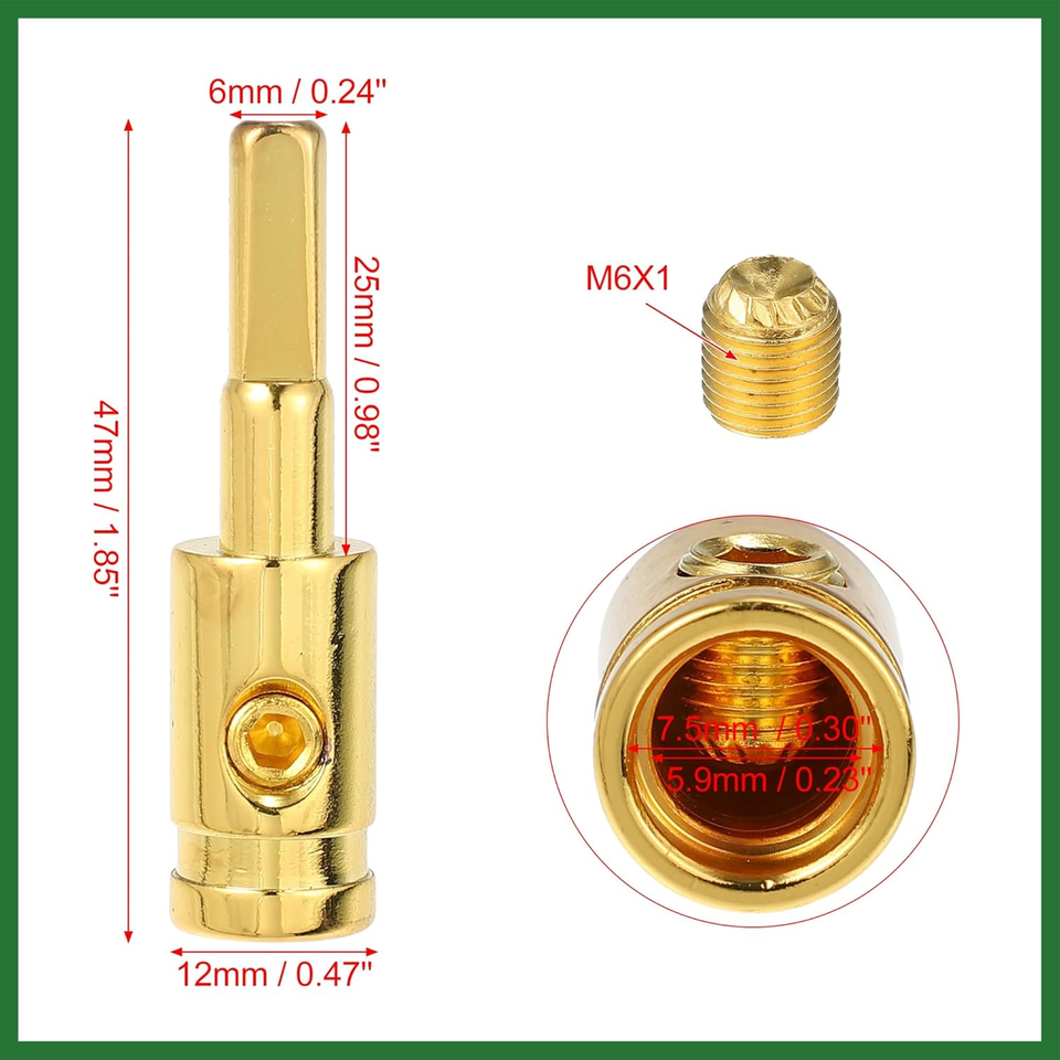 4Pcs Amp Input Reducer Copper 8 Gauge Car Stereo Audio AWG Pin Power ...