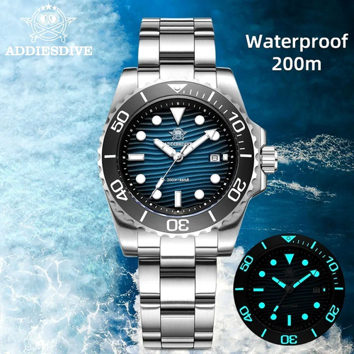ADDIESDIVE Quartz Men's Watch 41MM Diver 200M Waterproof Luminous ...