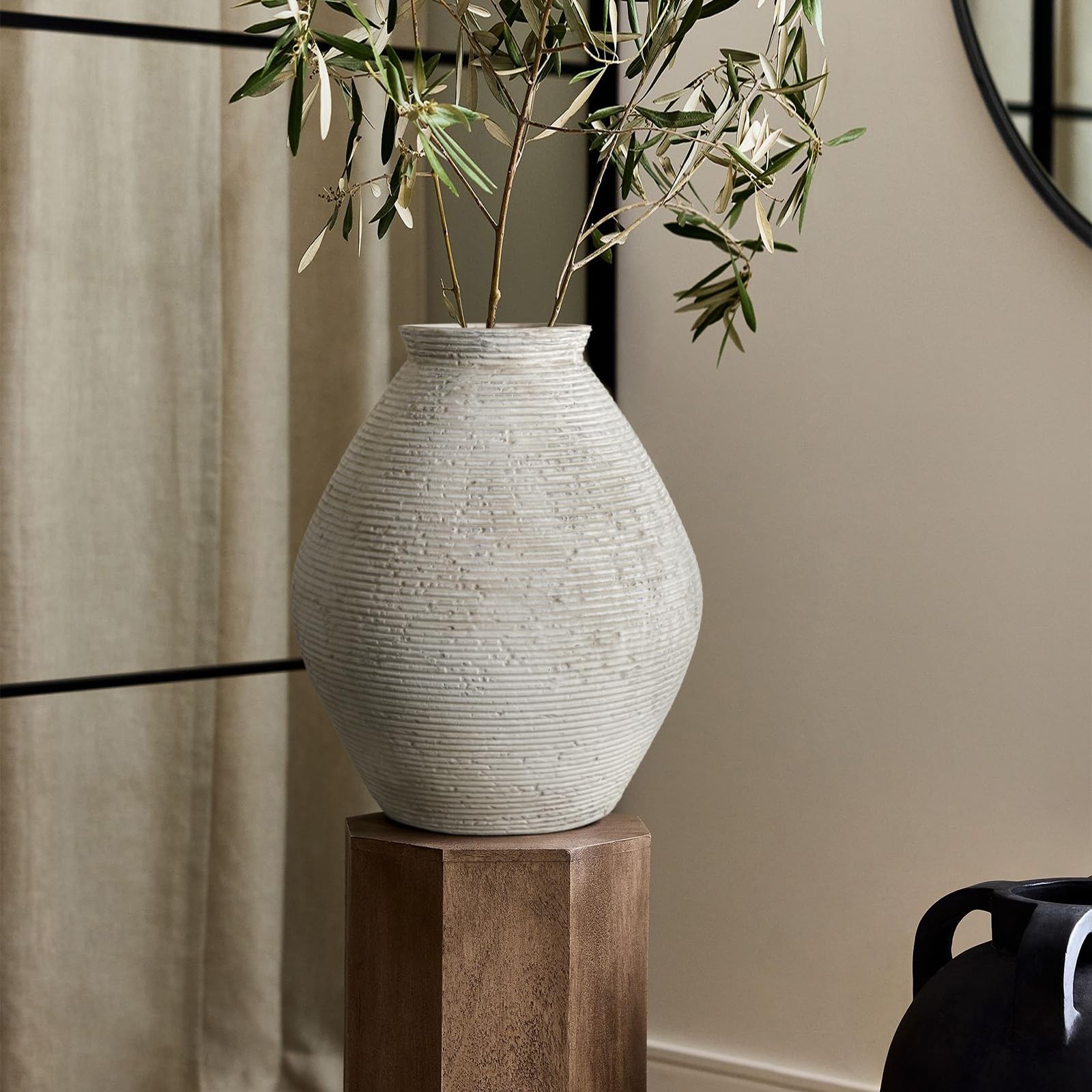 Rustic Ceramic Flower Vase Distressed Farmhouse Pottery Clay Large ...