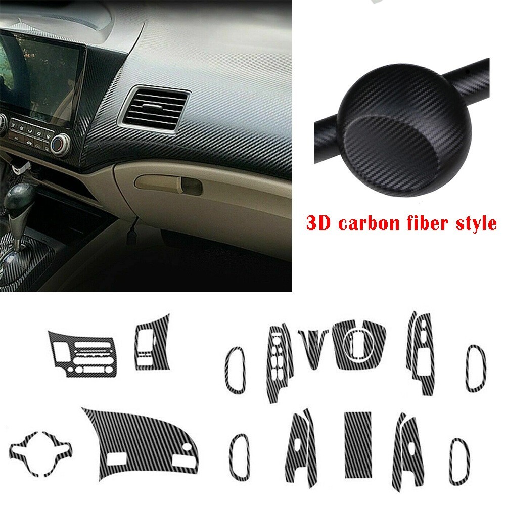 A SET 3D Carbon Fiber Pattern Car Interior Decals Trim for Honda Civic ...